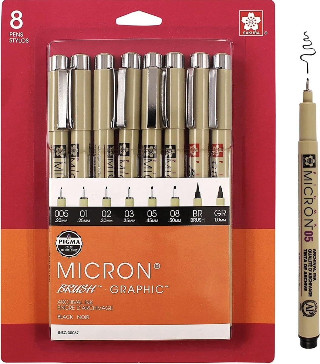 Set de 8 Rapidógrafos Sakura Micron Pigma – Moonstone-gt